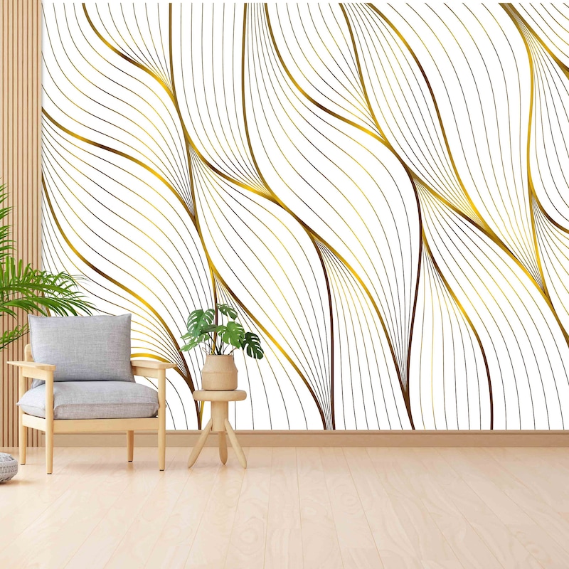 Gold Stripe Wall Art - Etsy