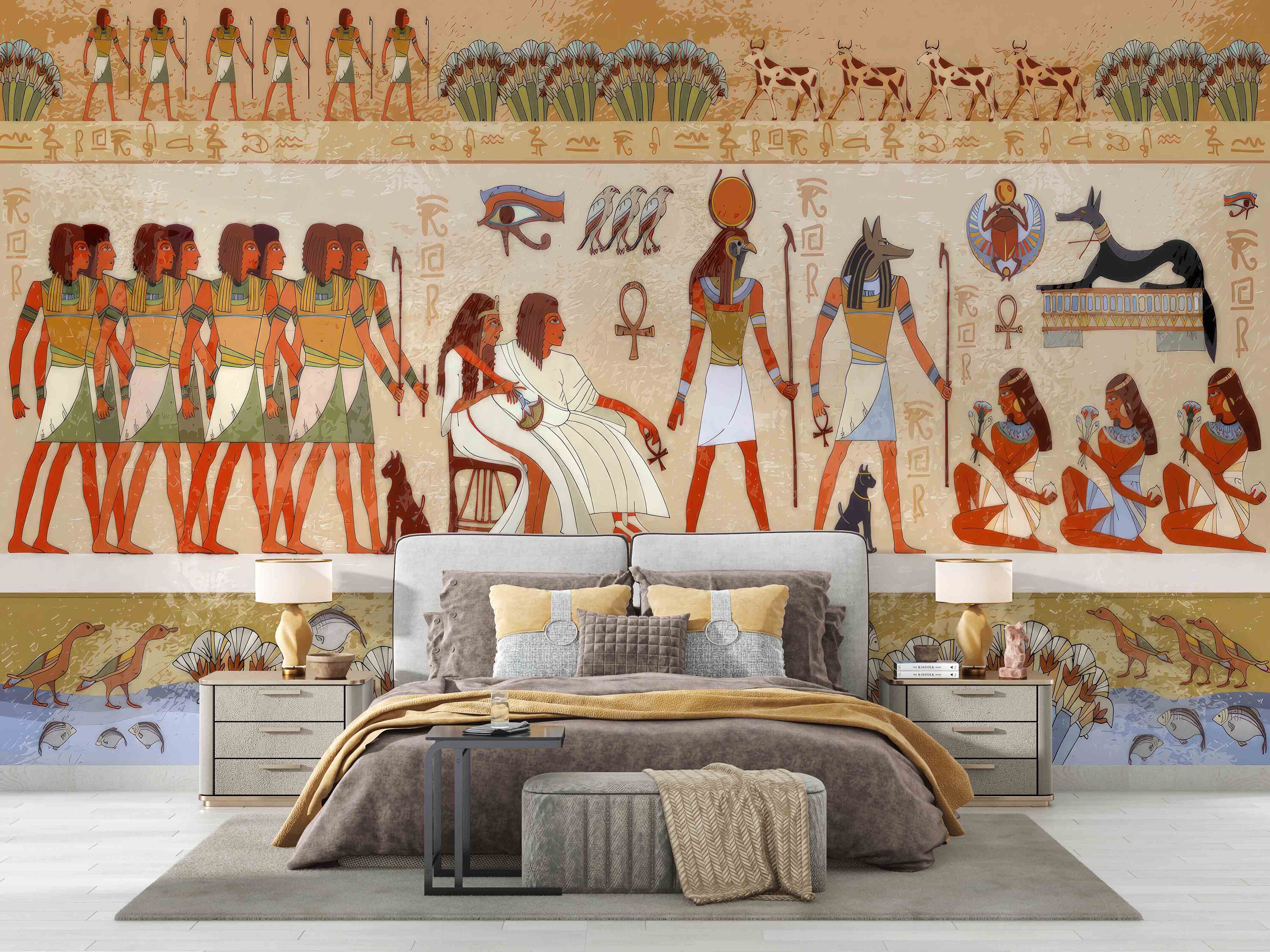 Egyptian Hieroglyphs Mural Ancient Egypt Wall Mural Brown - Etsy Australia