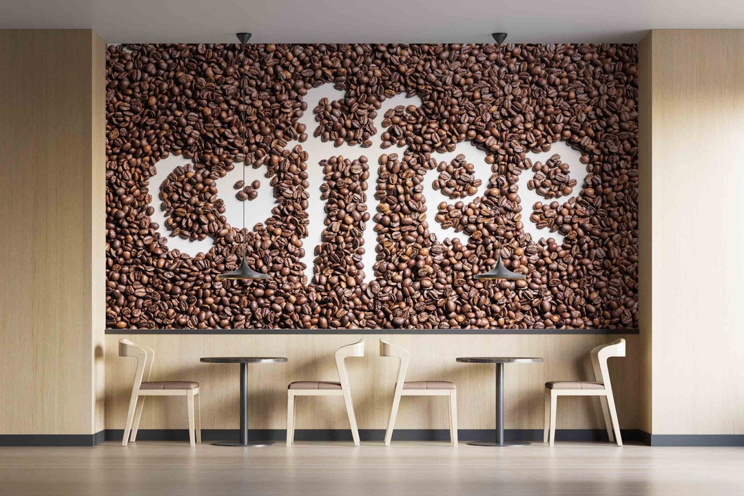 Coffee Bean Wallpaper Mural: Modern 3D Paper Art - Etsy