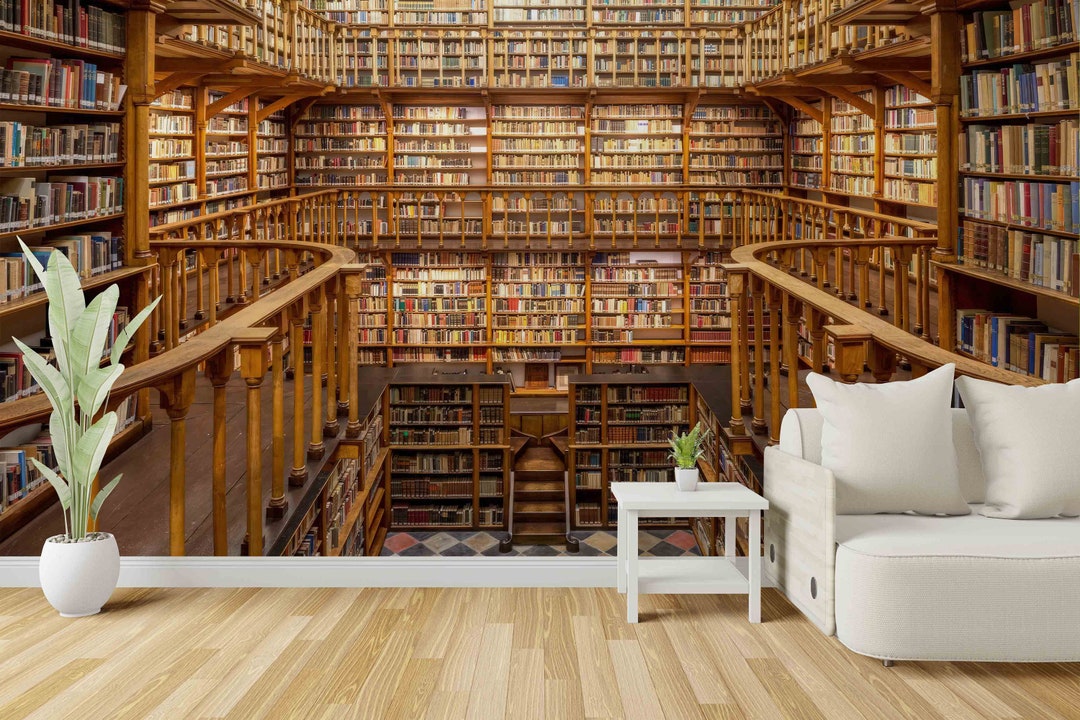 Library Wallpaper Mural – Grand Book Wall for Reading Room or Office ...