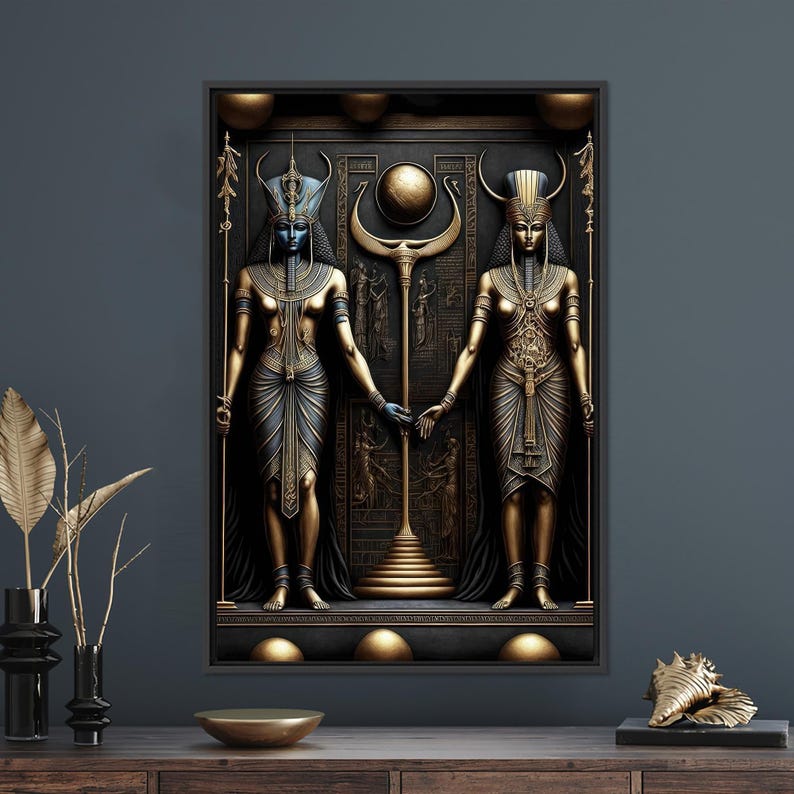 Anubis Tempered Glass Art: Egyptian Golden Wall Decor - Etsy UK