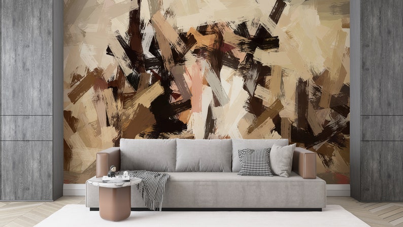 Abstract Brown Tones Wallpaper: Personalized Wall Decor - Etsy España