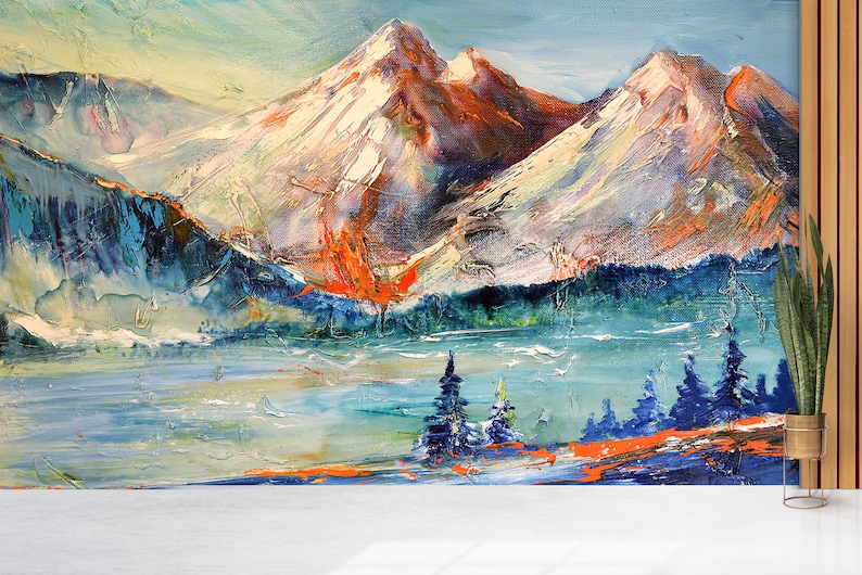 Abstract Mountain Landscape View Wall Mural - Etsy UK