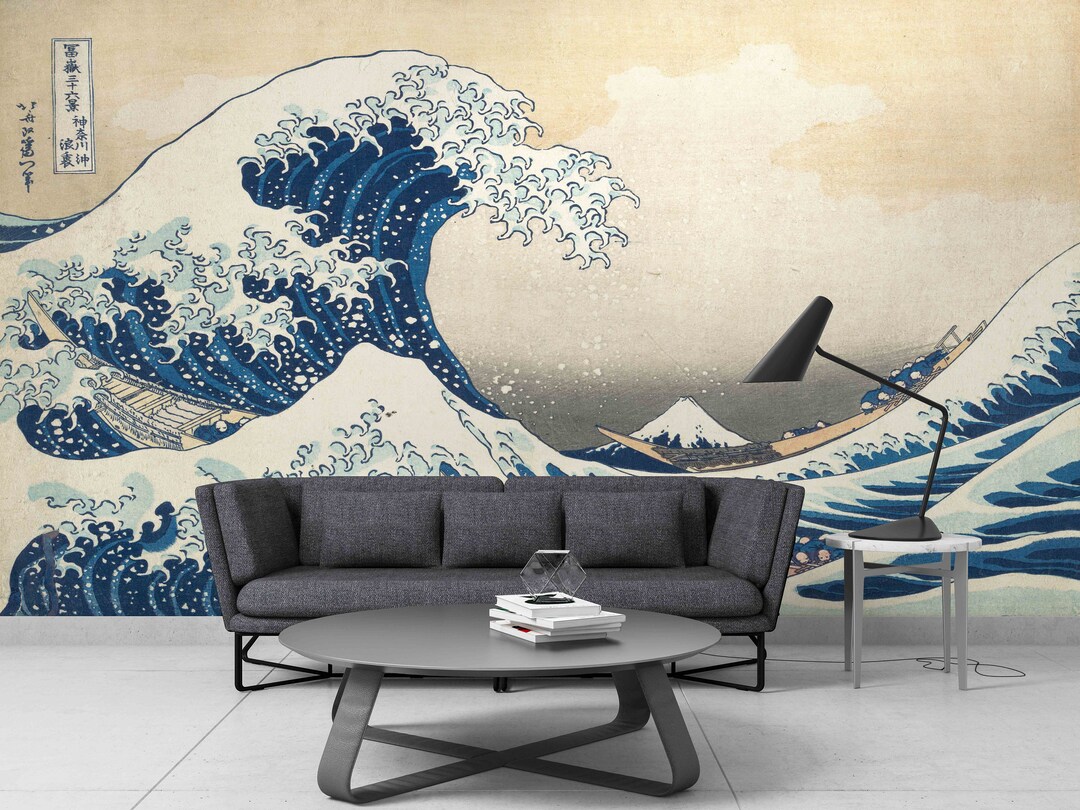 Japan Wall Paper, View Digital Paper, Rough Sea Wall Decals, Japanese ...