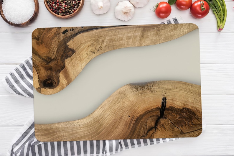 Epoxy Resin Woodgrain Glass Cutting Board: Modern Serving Tray - Etsy