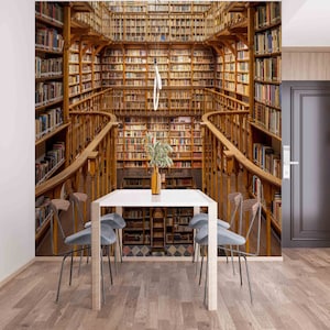 Library Wallpaper Mural – Grand Book Wall for Reading Room or Office ...
