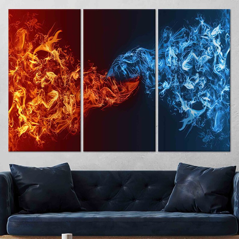 Abstract Fire and Ice Wall Art Modern Art Glass Wall Art - Etsy