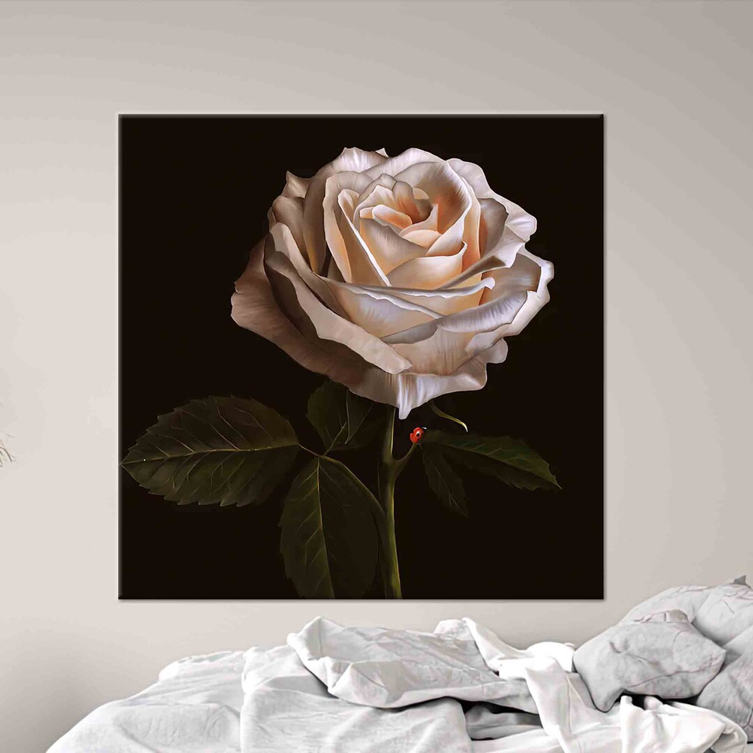 White Rose Wall Art Ladybug Wall Decor Rose Wall Decor - Etsy