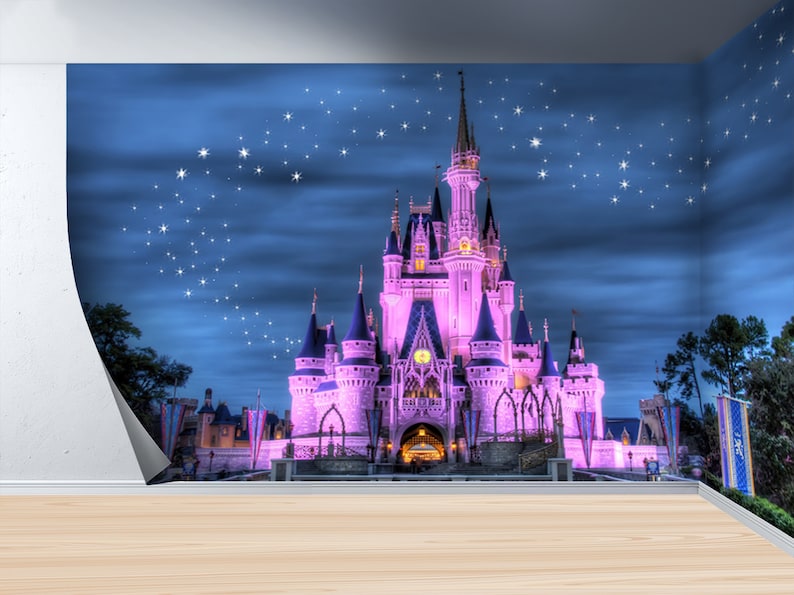 Cinderella Castle Wallpaper Mural: Starry Sky Peel and Stick Wall Decor ...