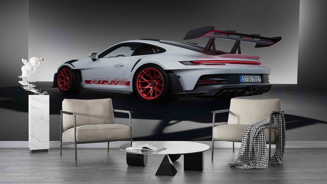 Racing Car Wallpaper, Garage Wall Art, Car Lover Gift, Boy Room Wall ...