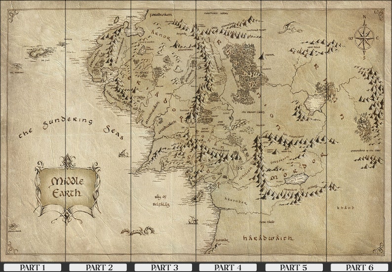 LOTR Map Wallpaper Map Wallpaper Wall Deco Stylish 3D - Etsy UK
