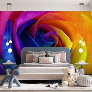 Wall Poster, Colorful Rose Wallpaper, Botanical Wallpaper, Paper Art ...