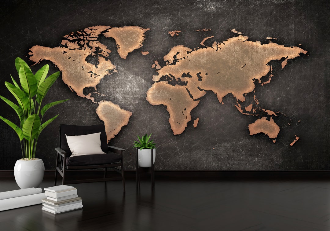 3D Origami, Accent Wall, Office Wall Mural, Paper Wall Art, Map Wall ...