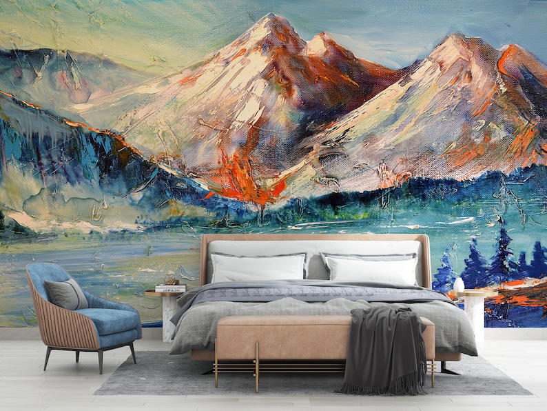 Abstract Mountain Landscape View Wall Mural - Etsy UK