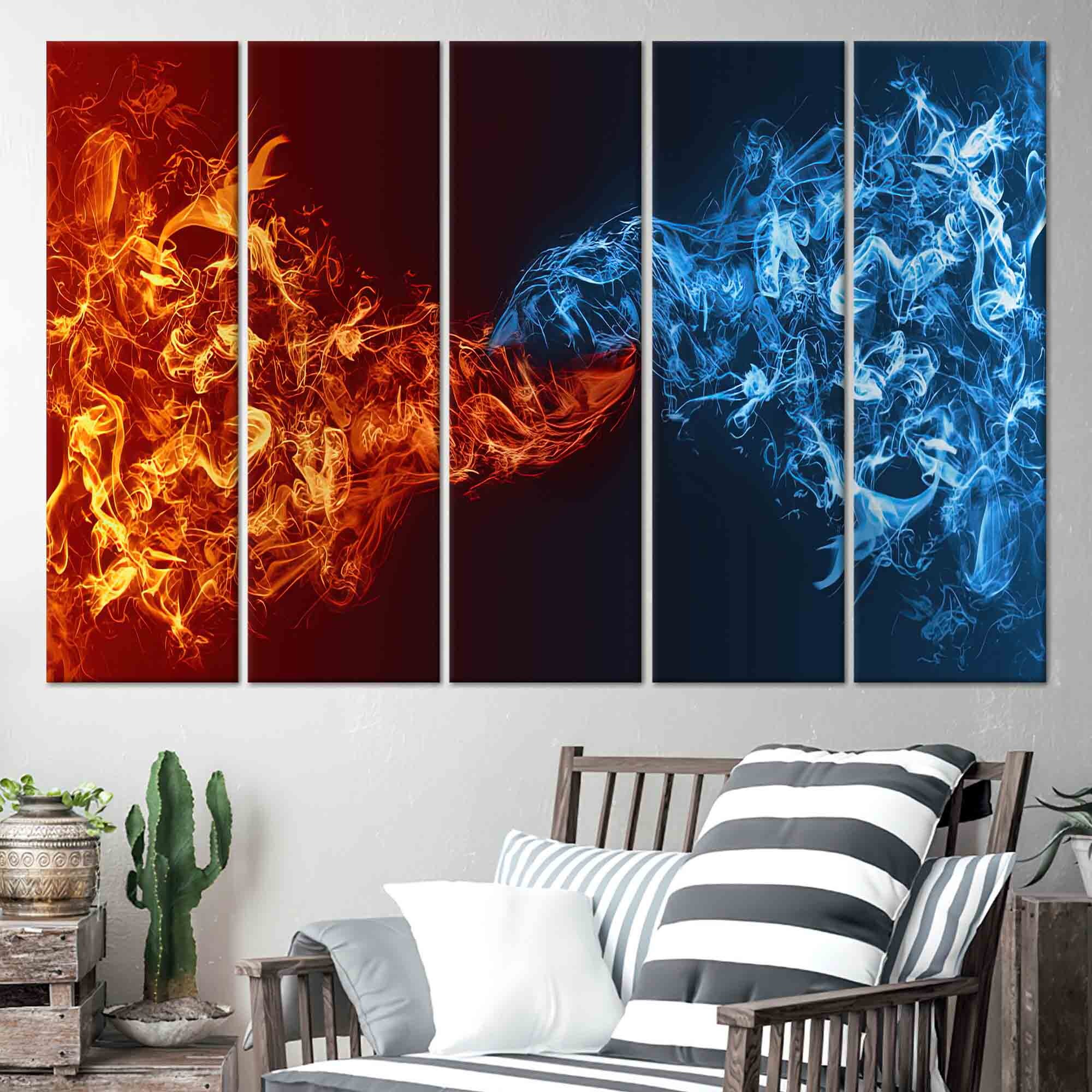 Abstract Fire and Ice Wall Art Modern Art Glass Wall Art - Etsy