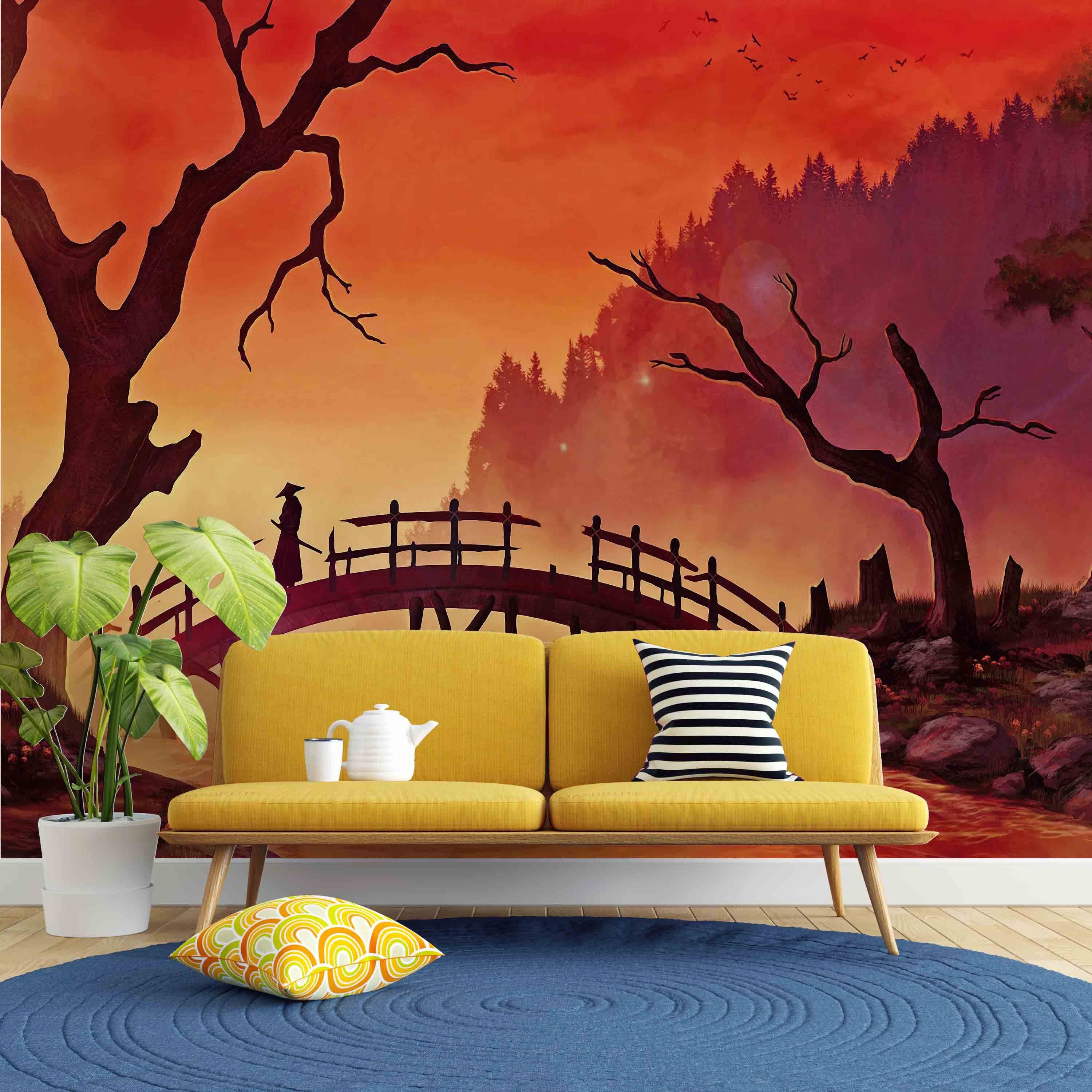 Samurai Wall Decals Anime Wall Painting Japan Wallpaper - Etsy