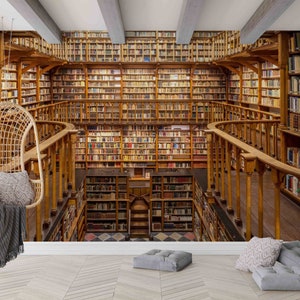 Library Wallpaper Mural – Grand Book Wall for Reading Room or Office ...