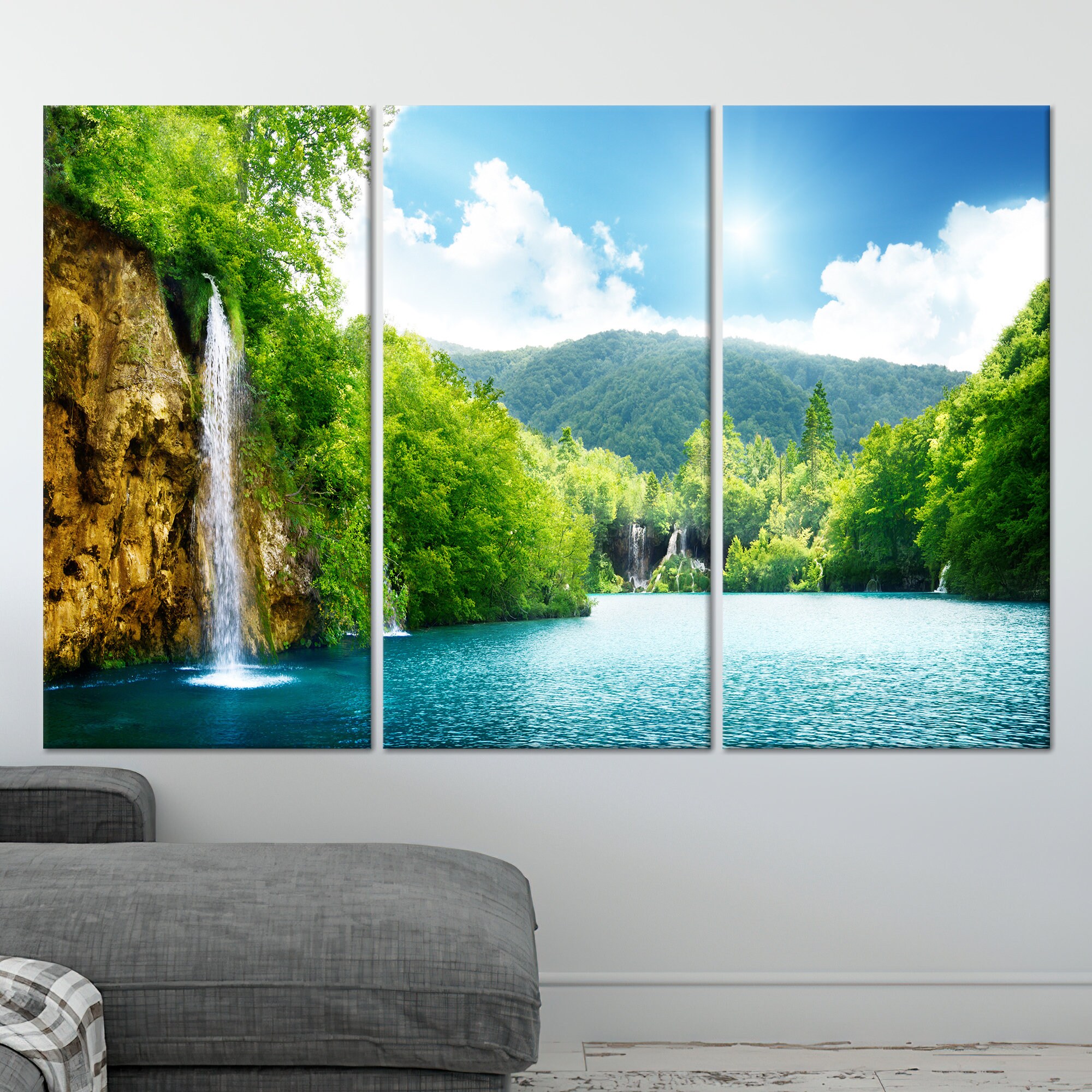 Landscape Canvas Gift, Waterfall Glass Wall, Waterfall Canvas Poster ...