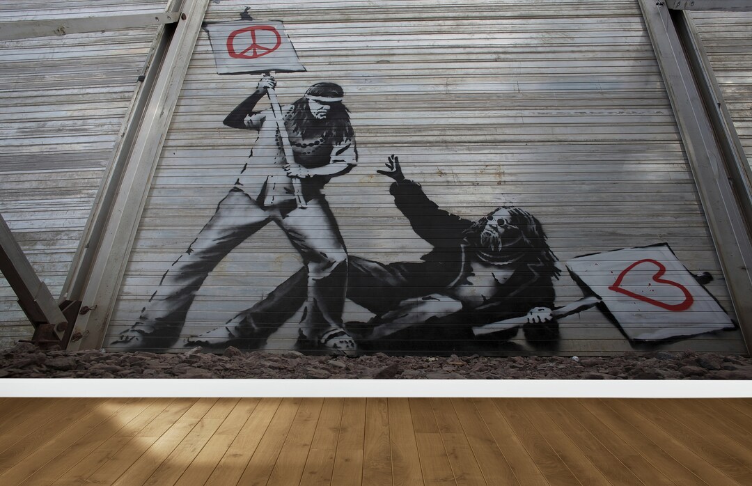 Banksy Peace Vs Love Wallpaper: Graffiti Street Art Decals - Etsy Australia