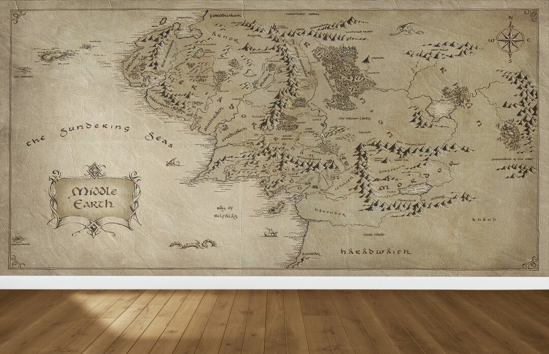 LOTR Map Wallpaper, Map Wallpaper, Wall Deco, Stylish 3D Wallpaper ...