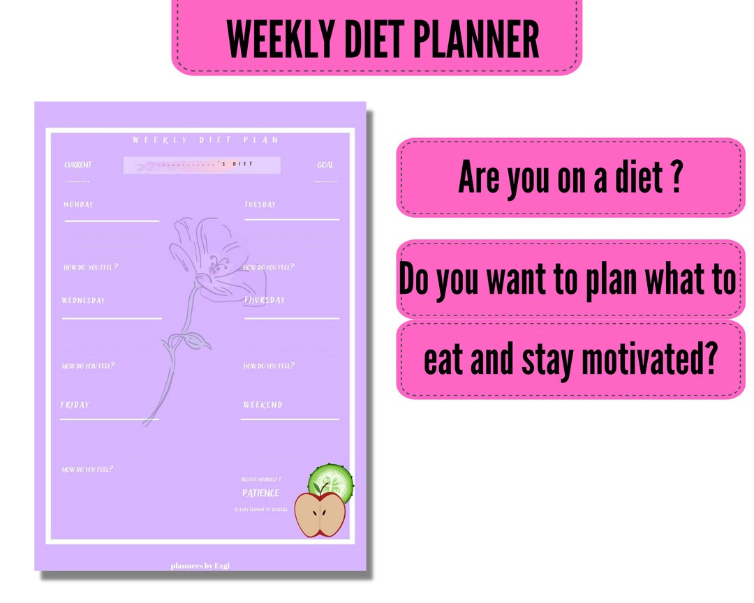 Weekly Diet Planner Printable Weekly Planner Diet Planner - Etsy