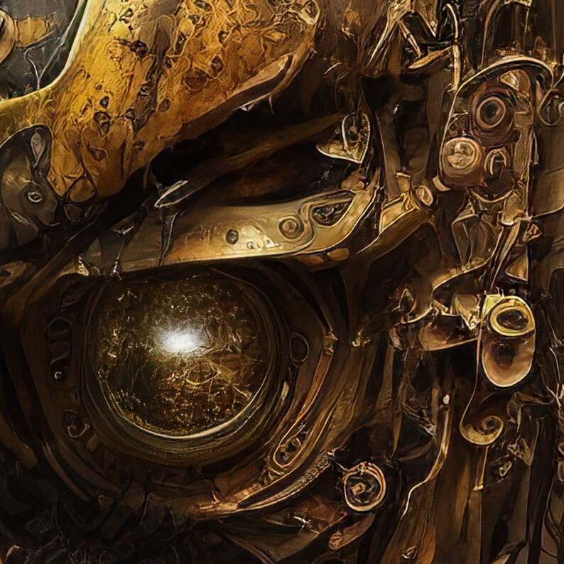 Alien Cyborg Portrait Oil on Canvas Style AI Generated Printable Art ...