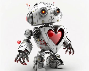 Robot in Love #6 - AI Generated Printable Art | Instant Download - Etsy