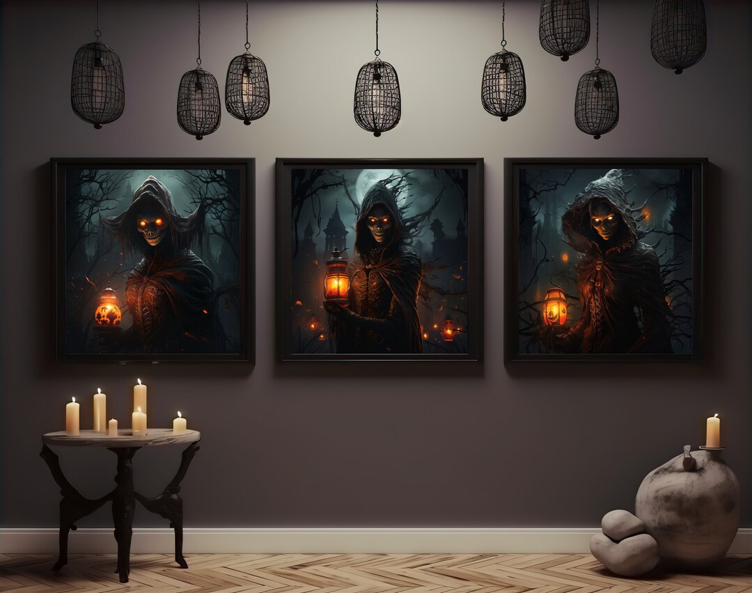 3 Witches With Lantern Set of Three Halloween Decor AI - Etsy