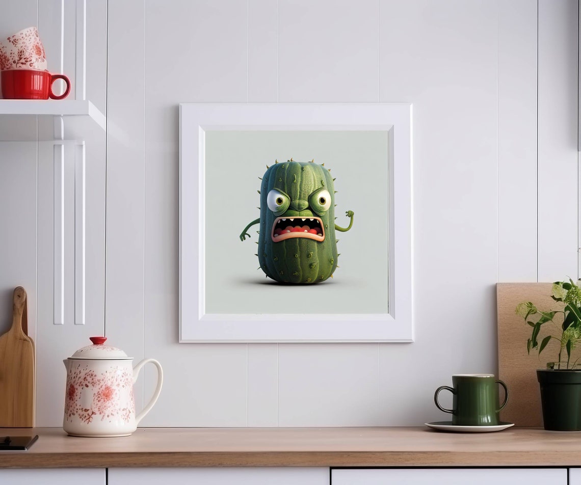 Angry Cucumber | AI Generated Printable Wall Art | Instant Download - Etsy