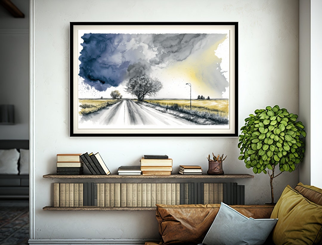 Stormy Weather Landscape #1 - Watercolor Style | AI Generated Printable ...