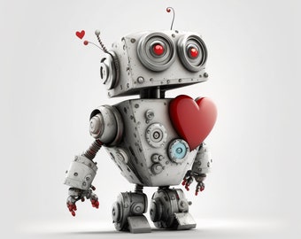 Robot in Love #6 - AI Generated Printable Art | Instant Download - Etsy