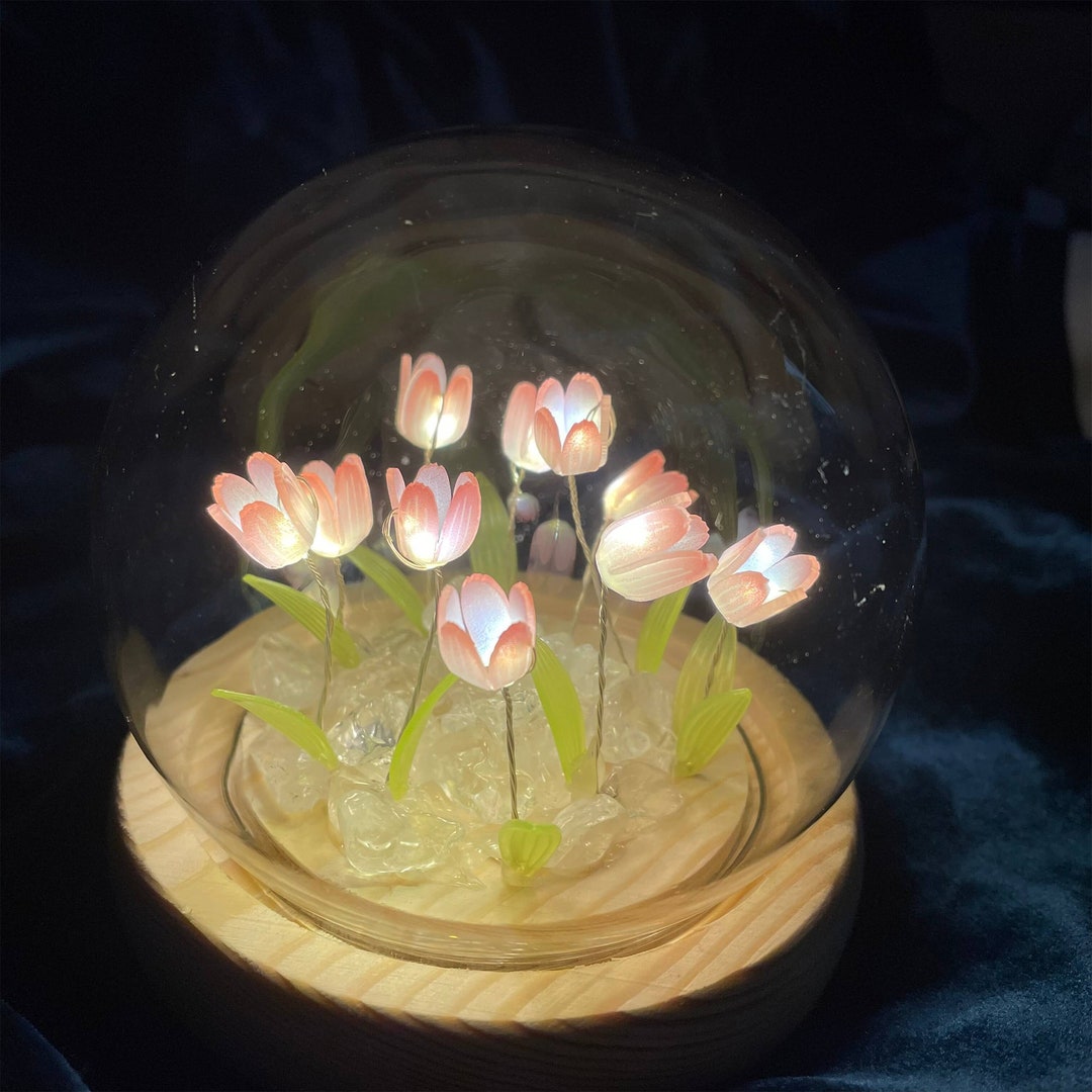 Handmade DIY Material Kit Tulip Night Light Kit With Wooden Base and ...