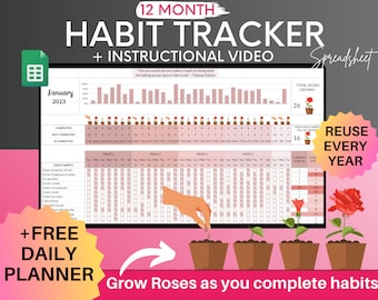 EDITABLE HABIT TRACKER Google Sheets Template Spreadsheet - Etsy