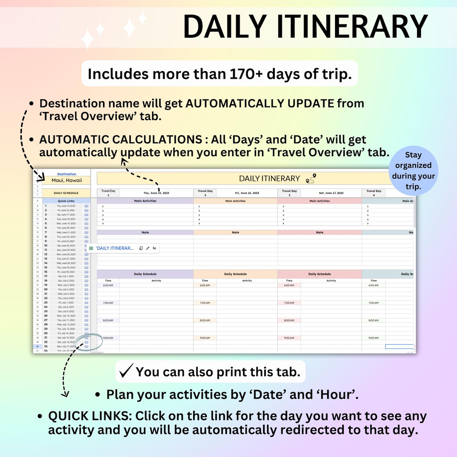 Travel Planner Google Sheets Digital Trip Planner Travel Itinerary ...