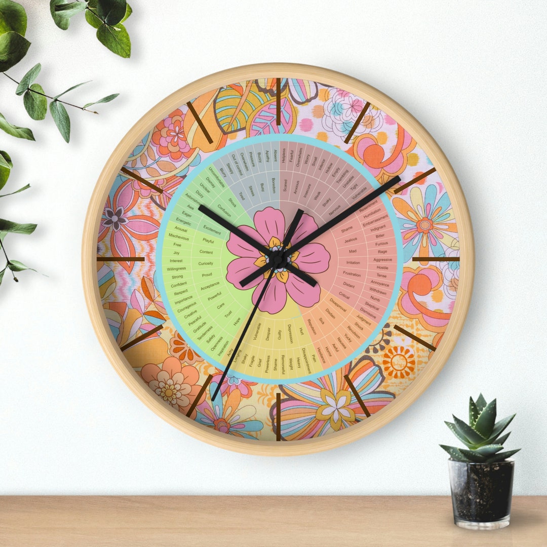 Emotions Feelings Wheel Retro Flowers Clock - Etsy