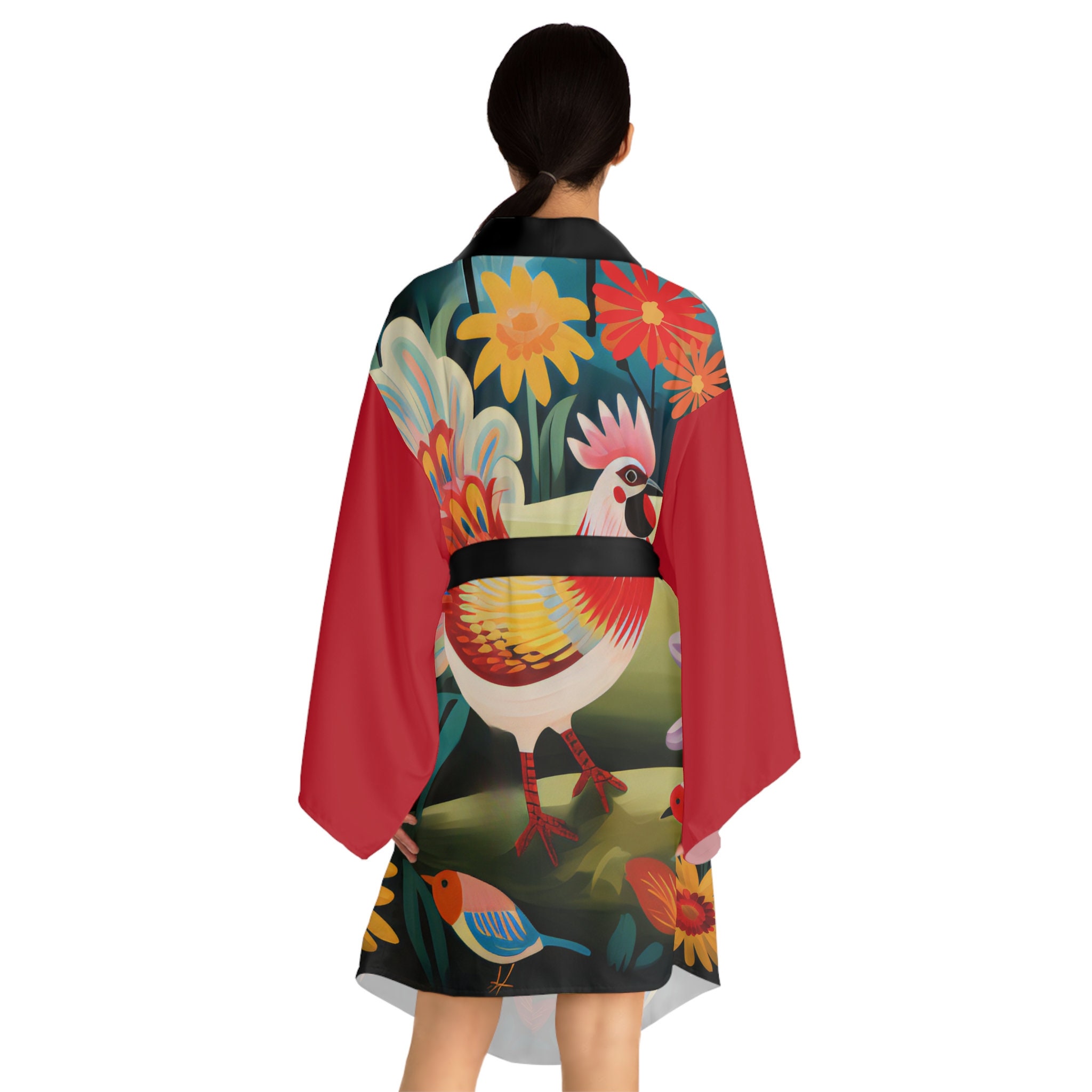Robe Self Care Colorful Rooster Long Sleeve Kimono Robe - Etsy