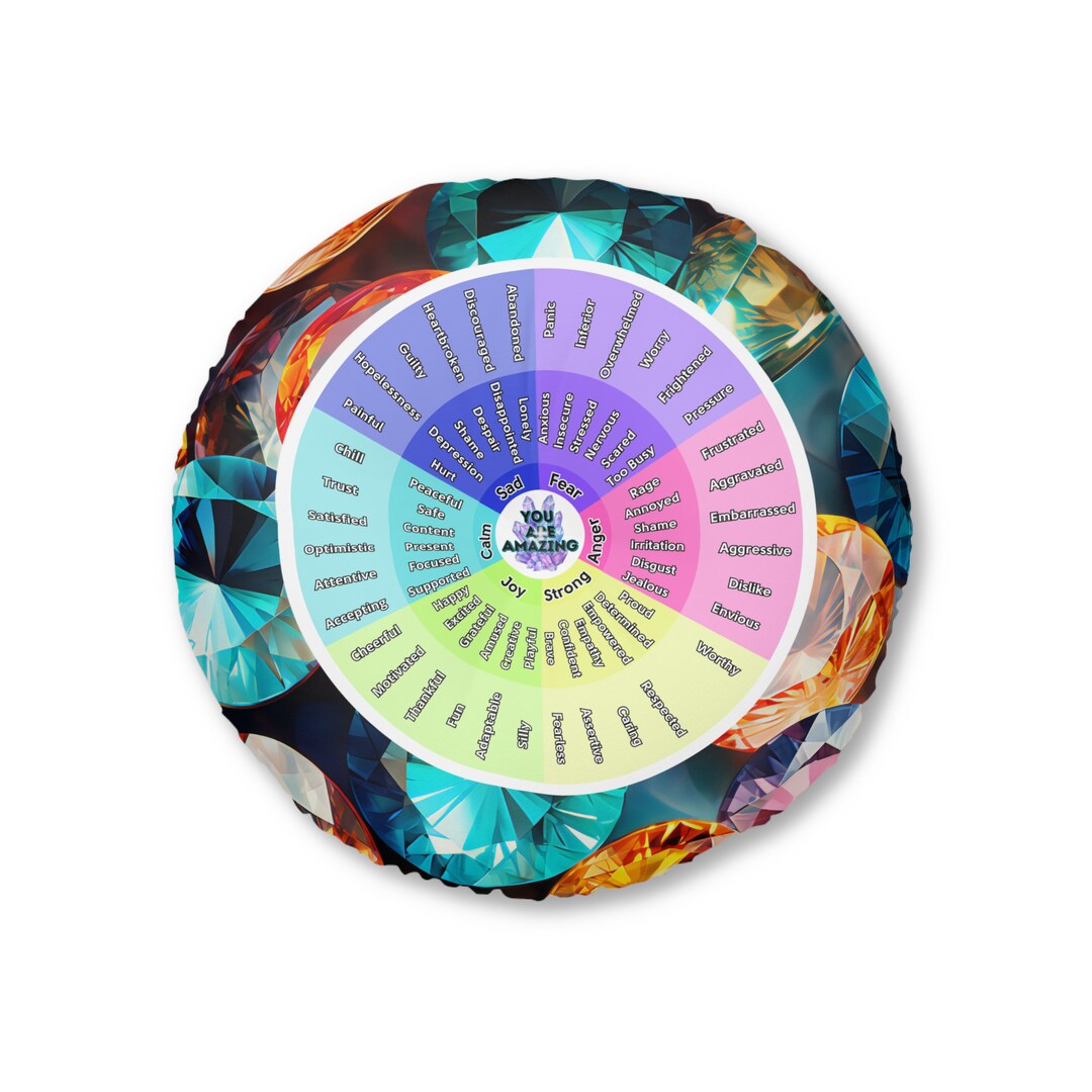 Round Pillow Gem You Are Amazing Youth Emotions Feelings Wheel Round ...