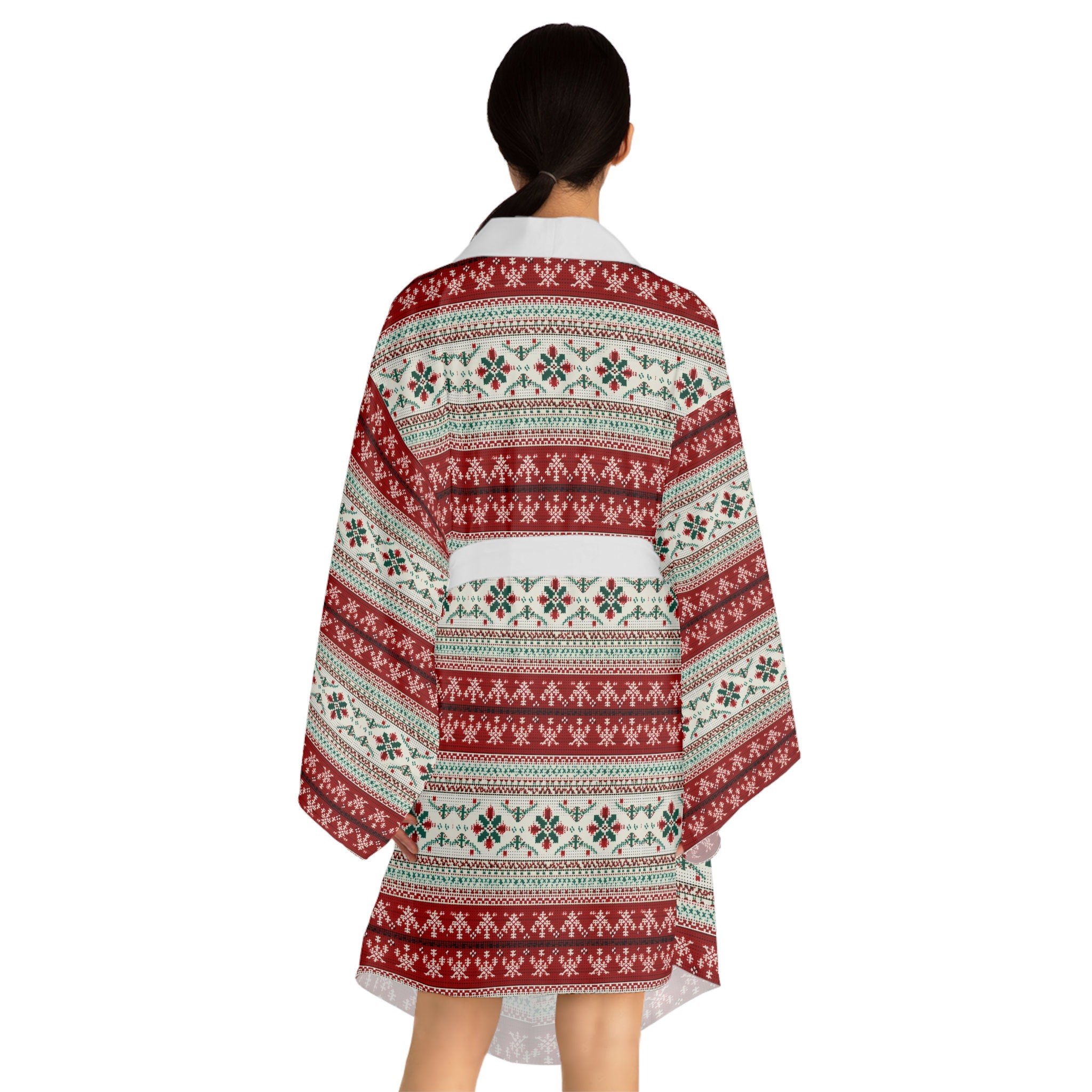 Robe Self Care Red & Green Embroidery Look Christmas Robe - Etsy