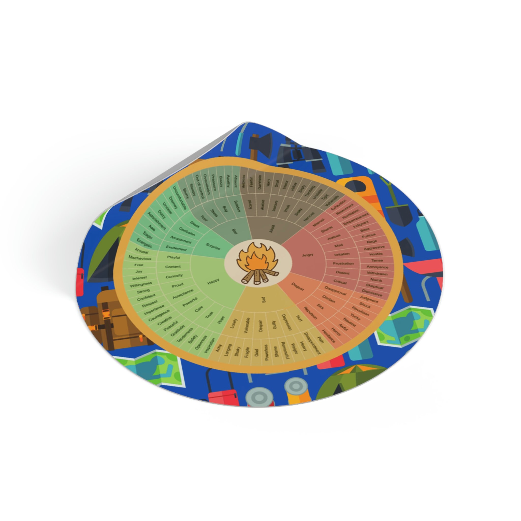 Sticker Emotion Feelings Wheel Campfire Theme Blue Background Vinyl ...