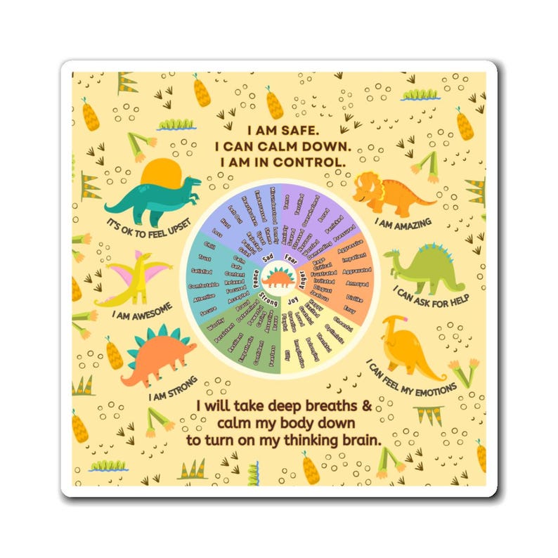 Magnet Emotion Feeling Wheel Affirmation Dinosaur Calm Down Magnet in ...