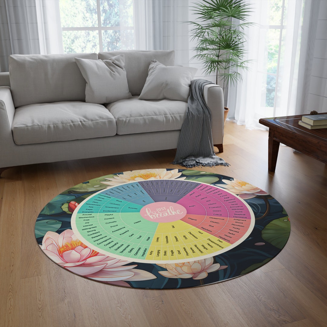 Rug Round Emotion Feelings Wheel Pink Water Lilies & Lily Pads Just ...
