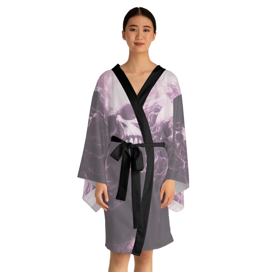 Robe Long Sleeve Horror Theme the Voices Purple Kimono Robe - Etsy