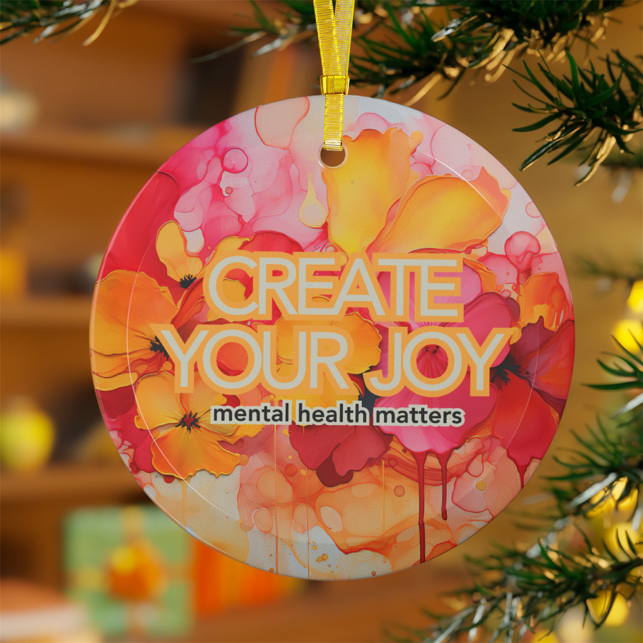Glass Ornament Create Your Joy Mental Health Matters Glass Ornament-one ...