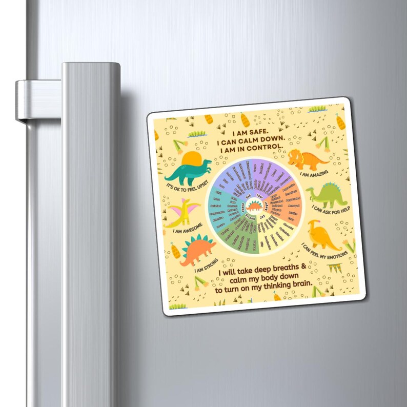 Magnet Emotion Feeling Wheel Affirmation Dinosaur Calm Down Magnet in ...