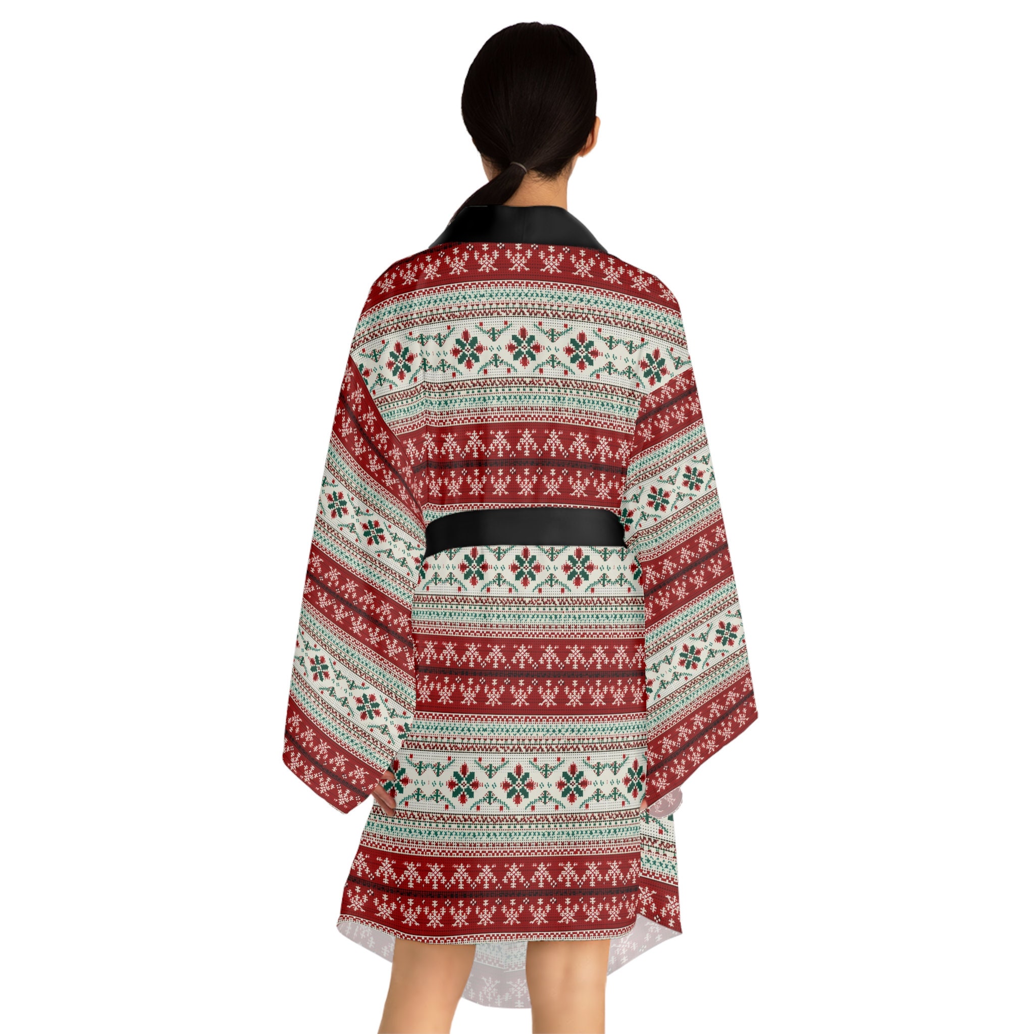 Robe Self Care Red & Green Embroidery Look Christmas Robe - Etsy