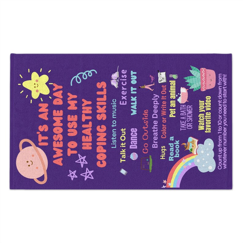 Coping Skills Rally Towel: Healthy Habits, Purple 11x18 - Etsy