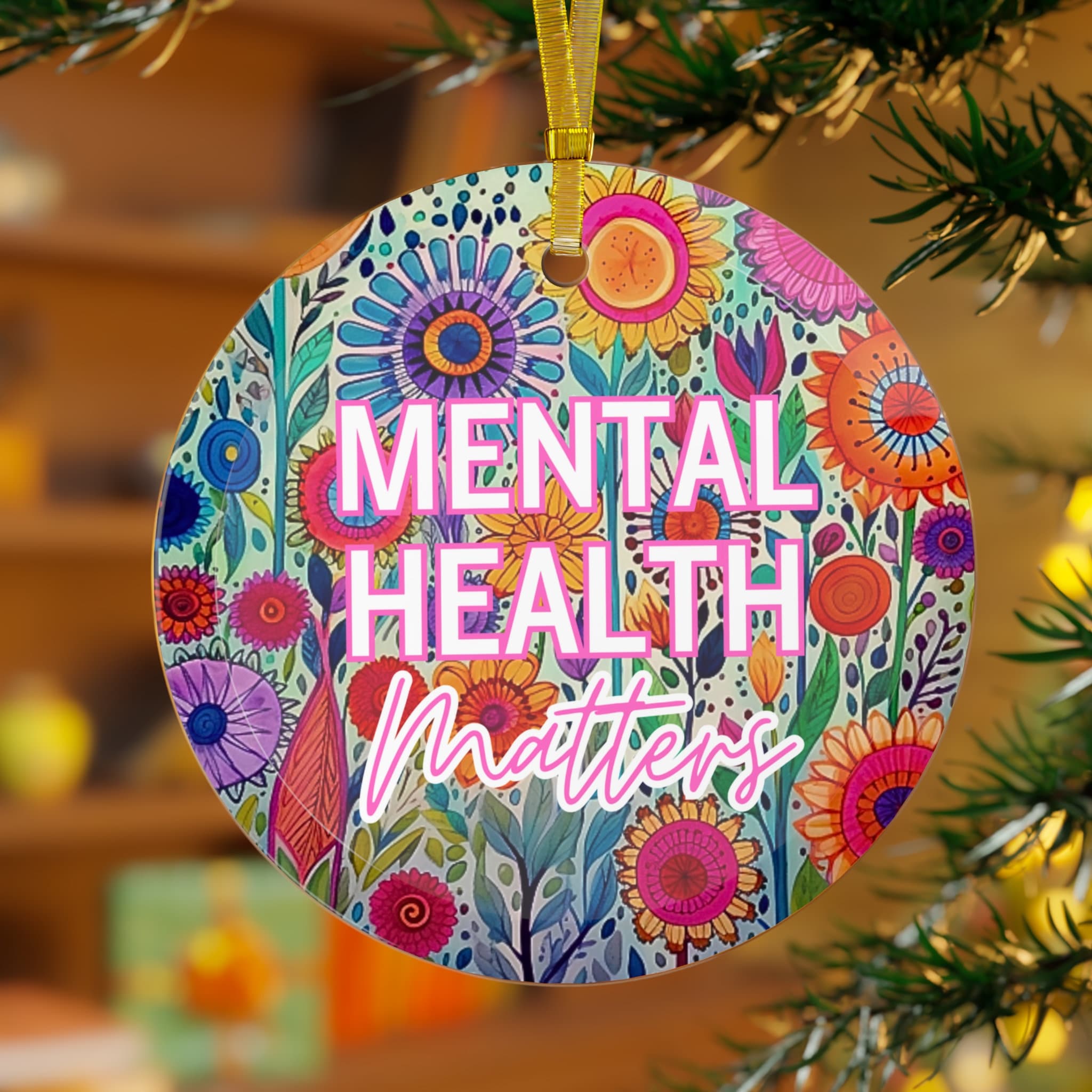 Ornament Mental Health Matters in Pink and White With Bright Garden ...
