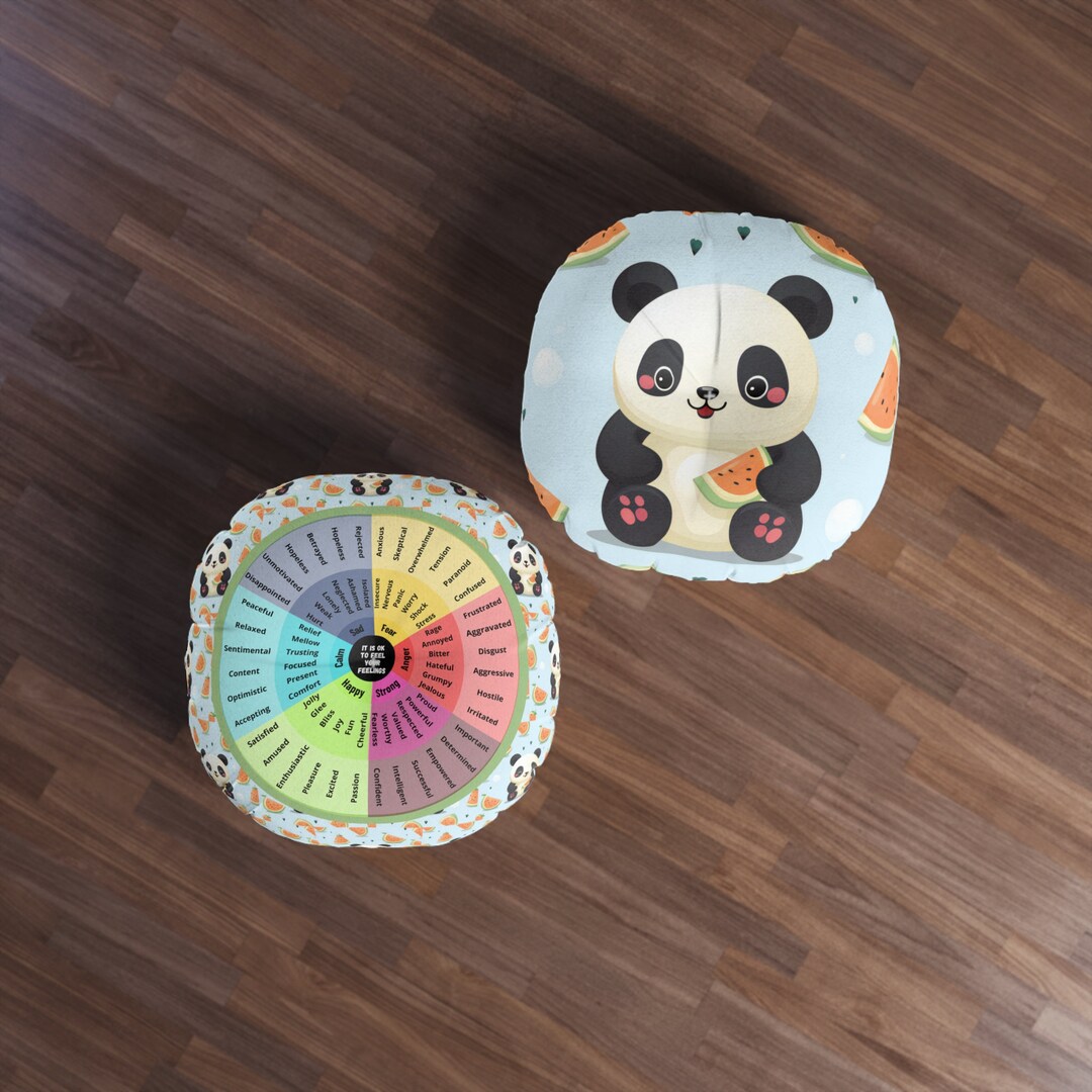 Round Panda Emotion Feelings Wheel Round Tufted Floor Pillow - Etsy