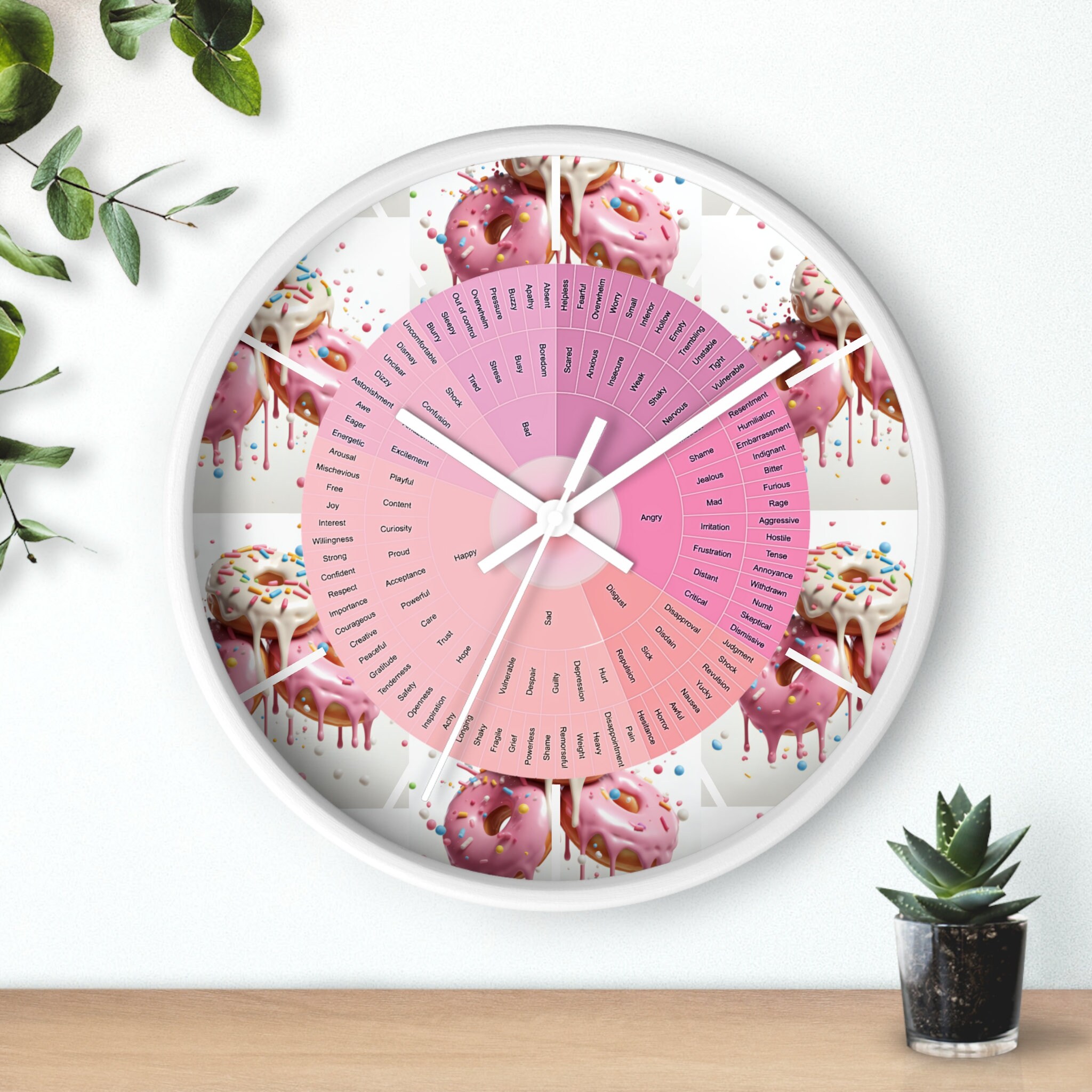 Clock Donut Emotion Feelings Pink Wheel 10 Inch Round Clock - Etsy