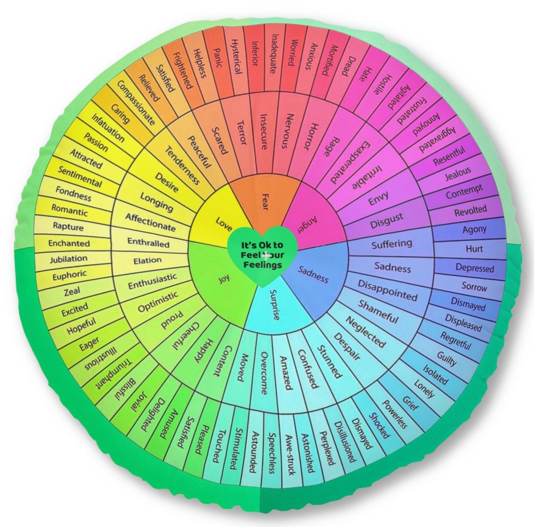 Round Mental Health Heart Pillow Emotion Feelings Wheel With It's OK to ...
